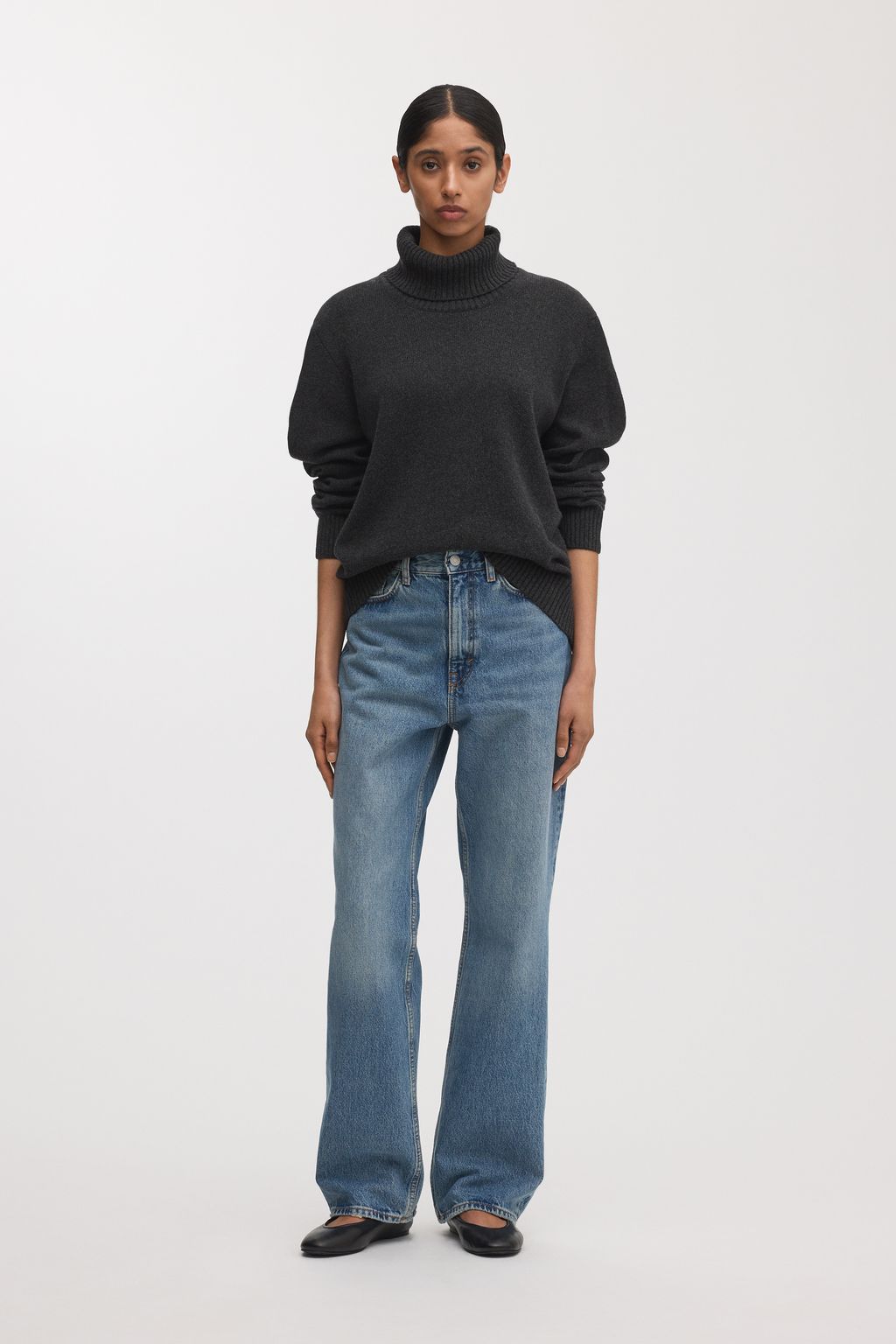 Charcoal Melange Cashmere Roll Neck | Recycled Cashmere | Asket