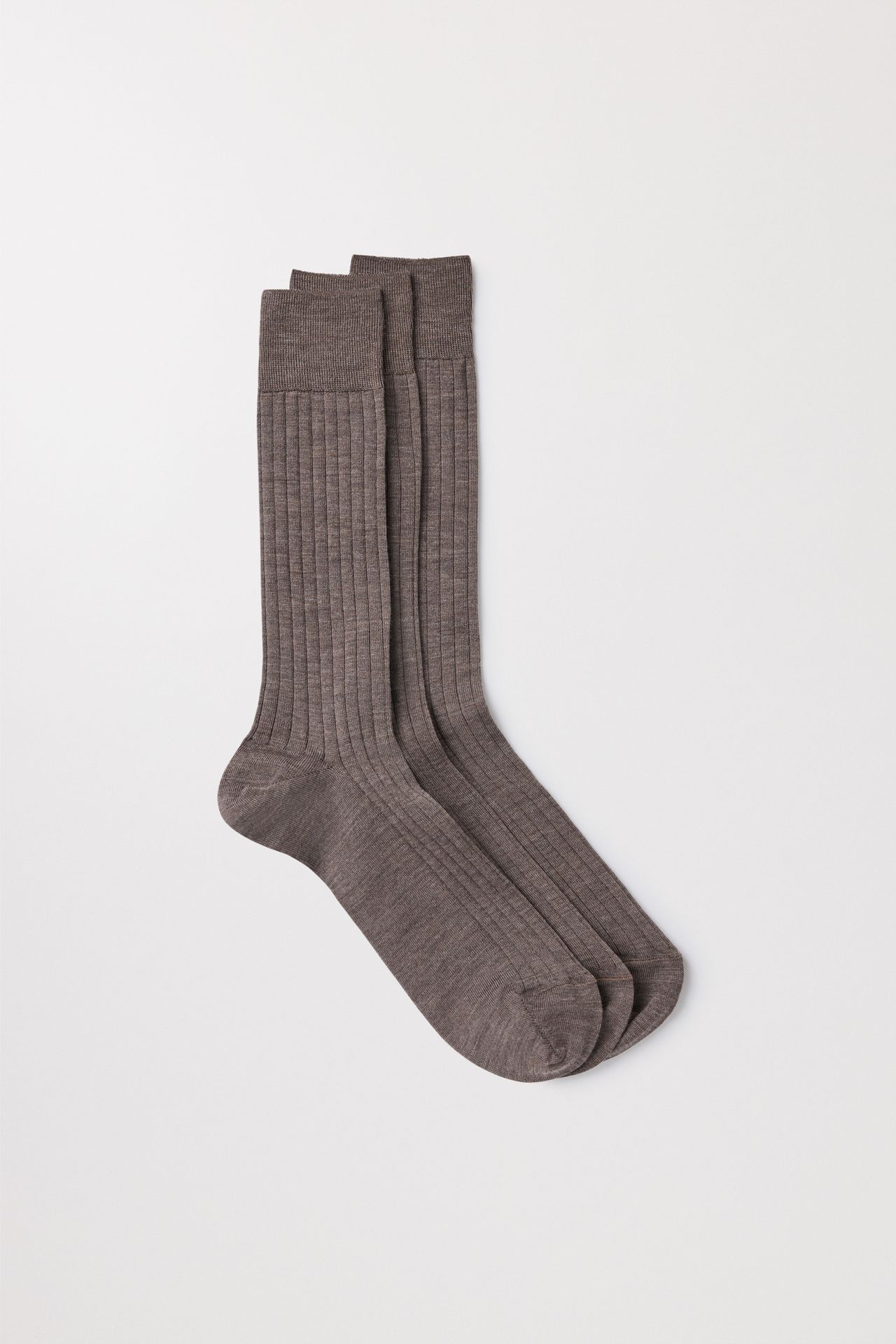 Light Brown Merino Sock 3-Pack | Ribbed Italian Wool | Asket