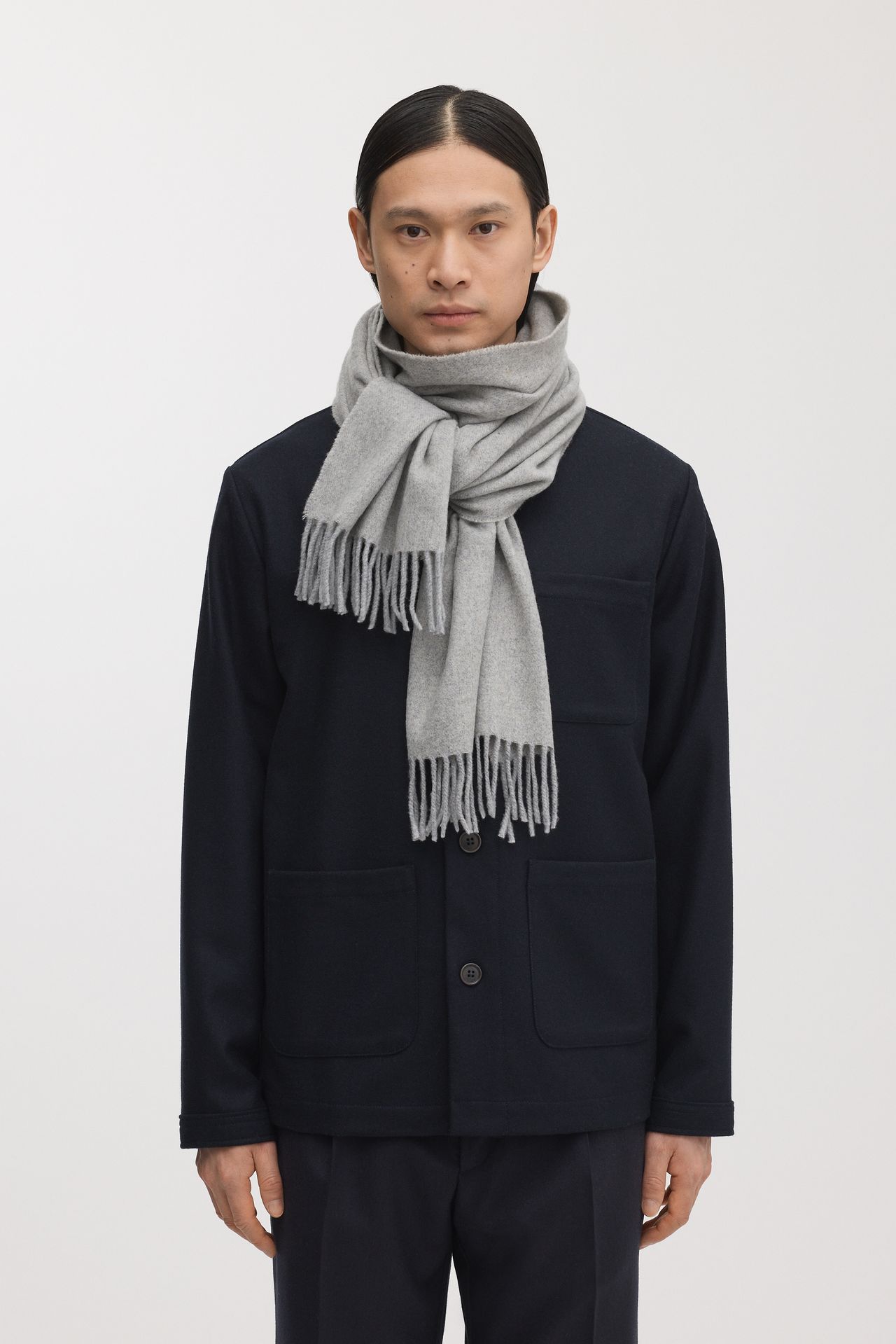 Grey Melange Cashmere Wool Scarf | Italian Recycled Wool | Asket