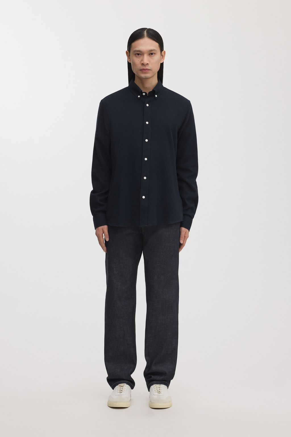 Dark Navy Flannel Shirt | Organic Cotton Twill | Asket