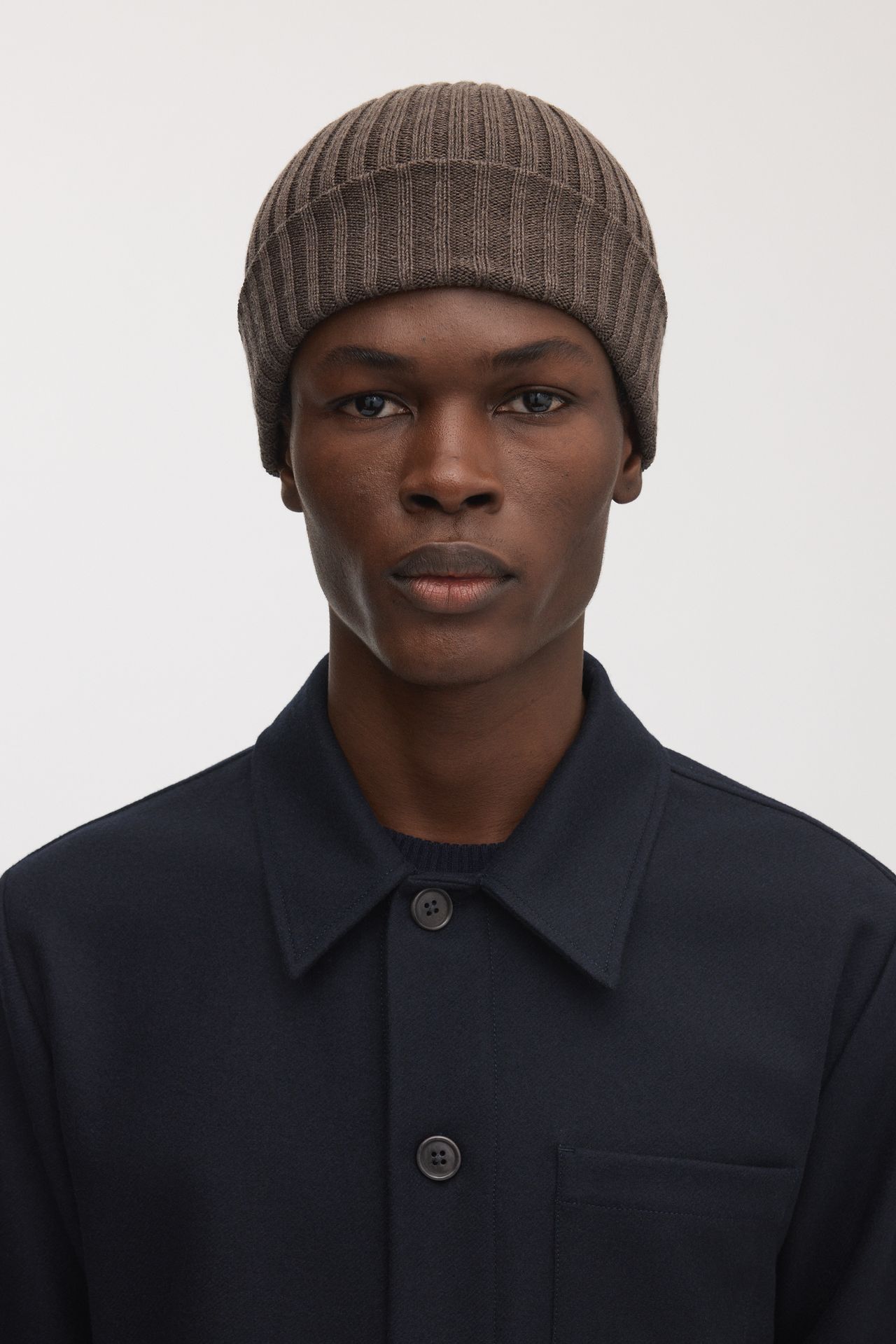 Brown Melange Ribbed Wool Beanie | Traceable Extra Fine Merino | Asket